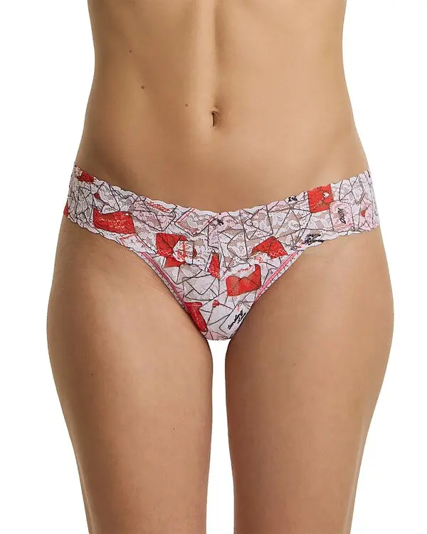 Hanky Panky Printed Signature Lace Low Rise Thong - With Love