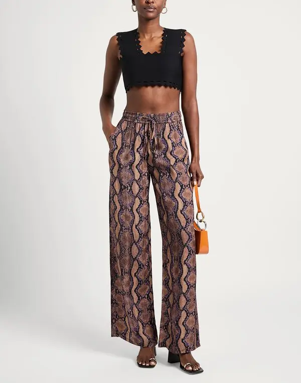 Pinko Wide-leg Viscose Pants - Brown