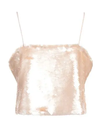 SKILLS & GENES Appliqued Sequin Tulle Crop Top - Pink