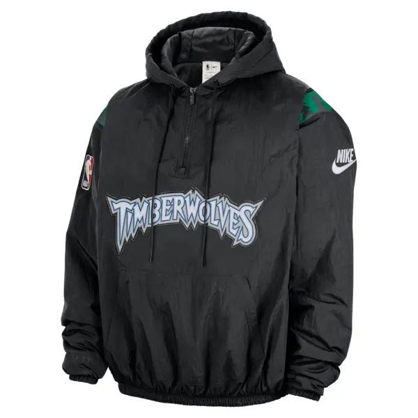 Nike Minnesota Timberwolves Hardwood Classics Therma-fit Nba 1/2-zip Hoodie - Black