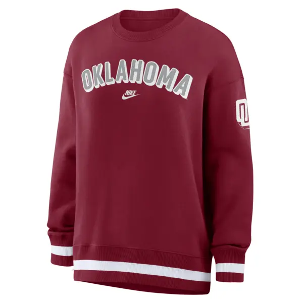 Nike Oklahoma Legacy Phoenix College Oversized Pullover Crew - Red