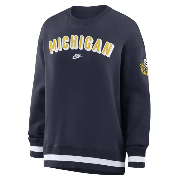Nike Michigan Legacy Phoenix College Oversized Pullover Crew - Blue