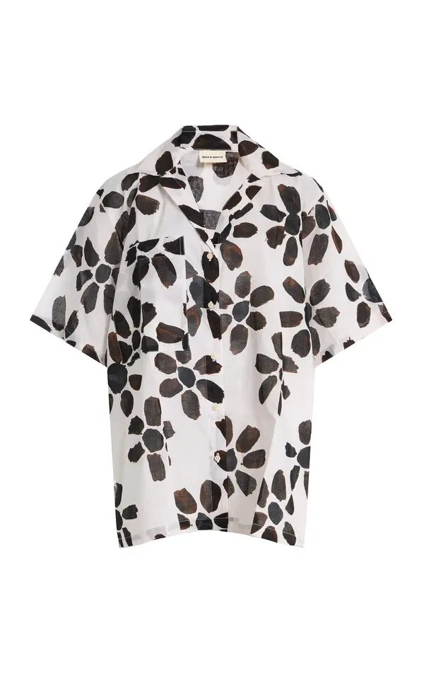 ZULU & ZEPHYR Floral Cotton Camp-collar Shirt - Brown