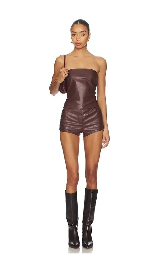 Superdown Faux Leather Short Set