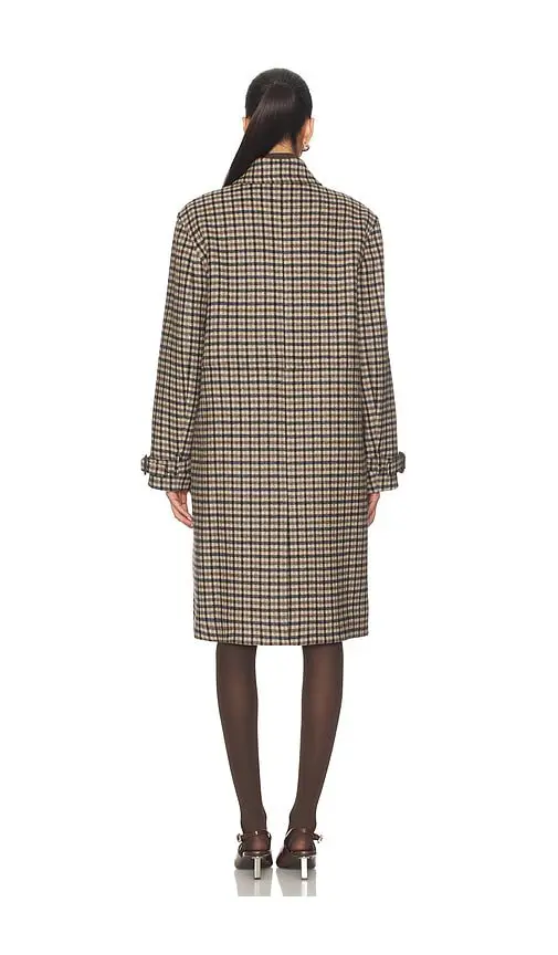 Vince Plaid Car Coat With Faux Leather Trim - Multi Check