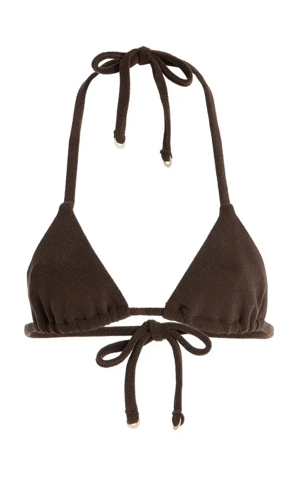 ZULU & ZEPHYR Towelling Triangle Bikini Top - Brown