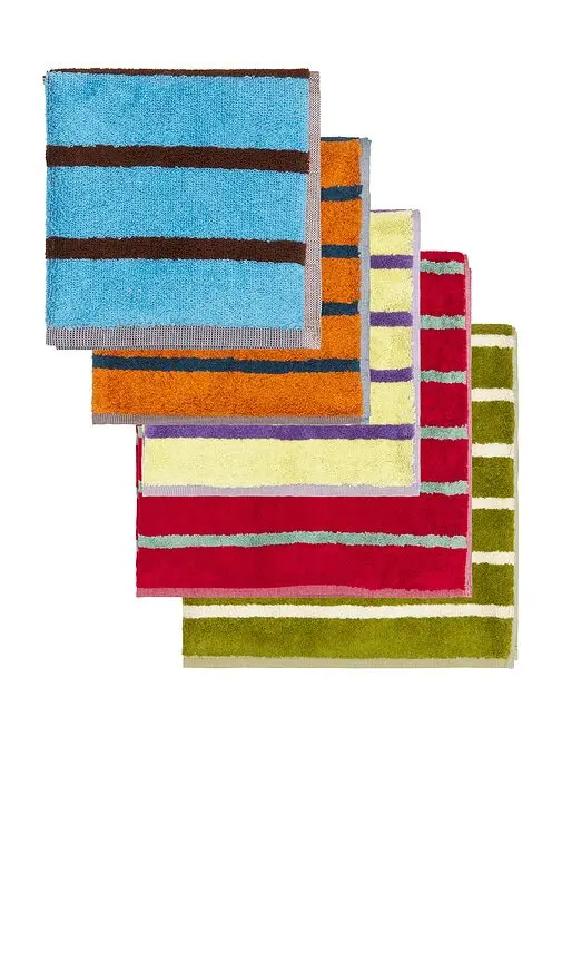 DUSEN DUSEN Set Of 5 Bird Stripe Towels - Multi
