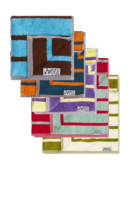 DUSEN DUSEN Set Of 5 Bird Stripe Towels