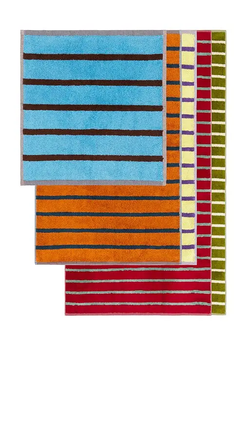 DUSEN DUSEN Set Of 5 Bird Stripe Towels