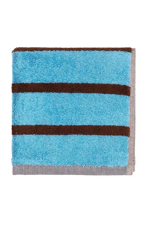 DUSEN DUSEN Bird Stripe Washcloth In Blue,brown - Heron