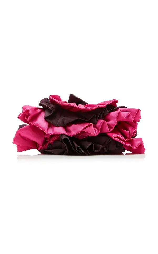 Dries Van Noten Ruffle Satin Clutch