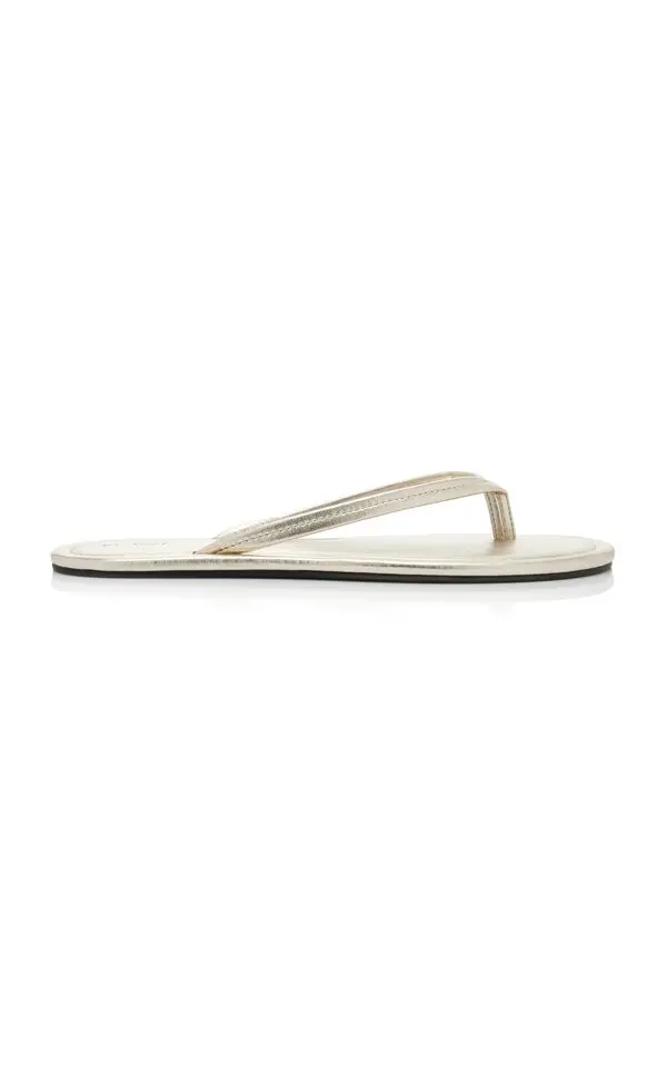 ST. AGNI Metallic Leather Thong Sandals