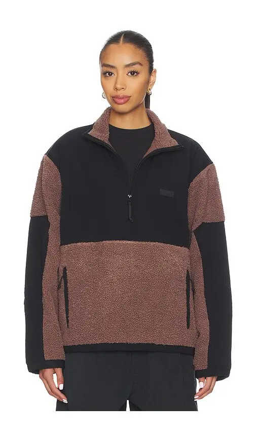 SKIMS Teddy Half Zip Up Pullover - Umber Contrast