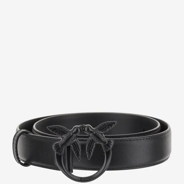 Pinko Love Berry Leather Belt - Black