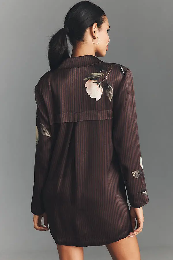 Anthropologie Printed Silky Blazer Mini Dress