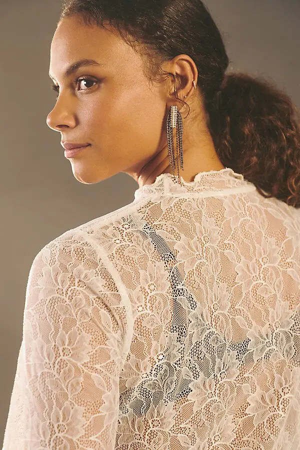 Anthropologie Lace Layering Turtleneck - Ivory
