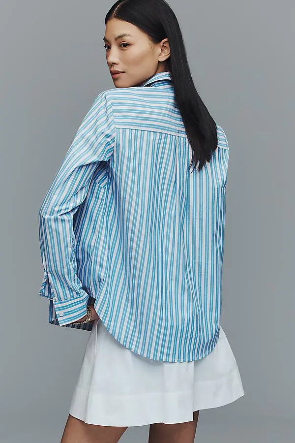 Maeve Classic Buttondown Shirt - Pink Stripe