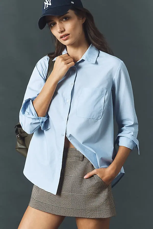 Maeve The Kate Classic Buttondown Shirt - Powder Periwinkle