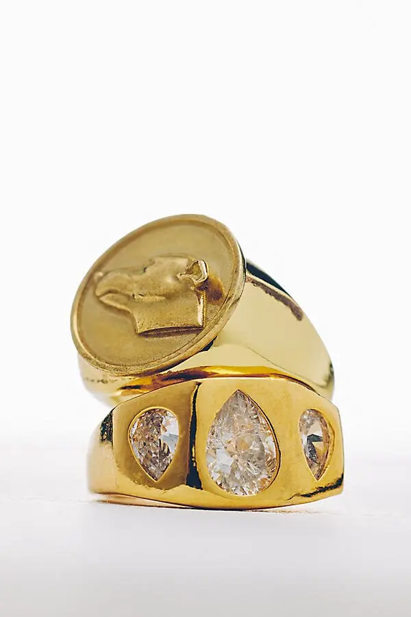 Anthropologie Crystal Stack Ring - Gold