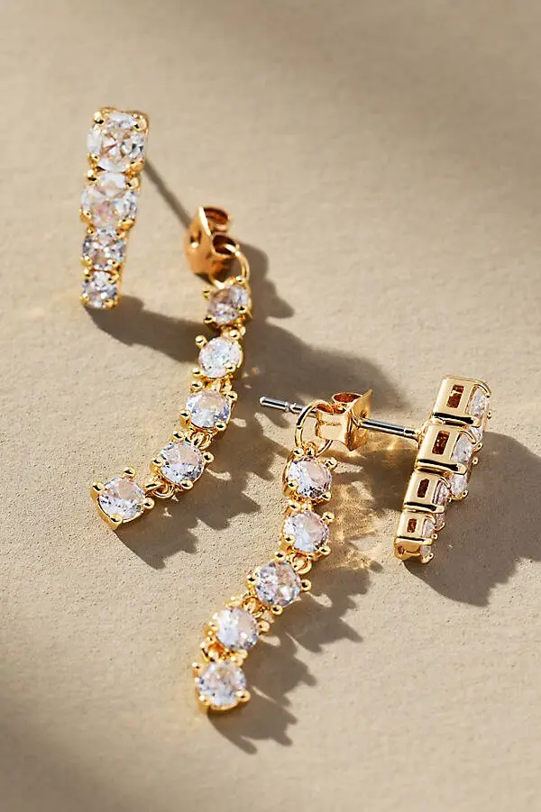 Maeve Floating Crystal Drop Earrings - Gold