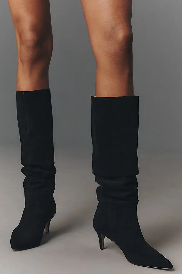 SILENT D Patti Scrunch Boots - Black Cow Suede
