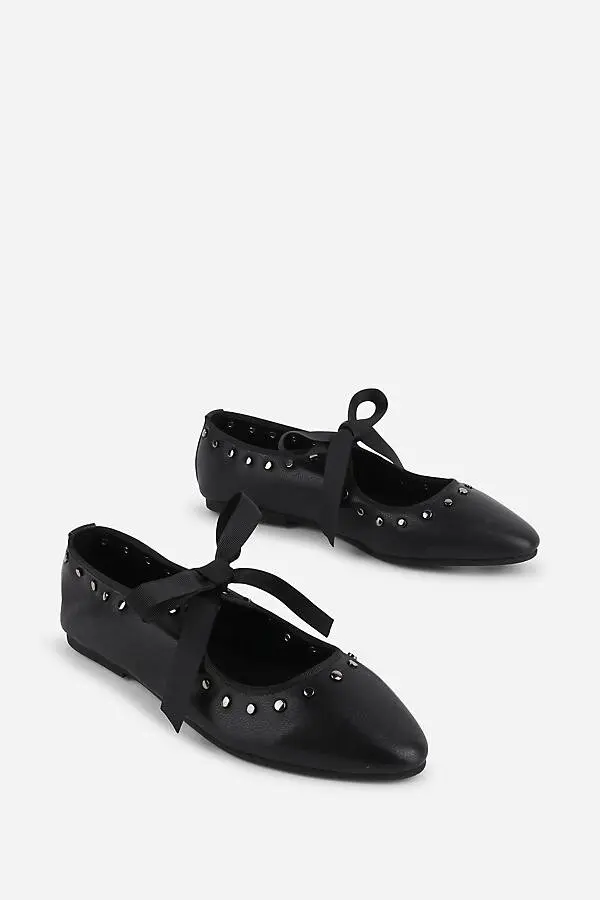 Intentionally Blank Peak Ribbon-tie Ballet Flats