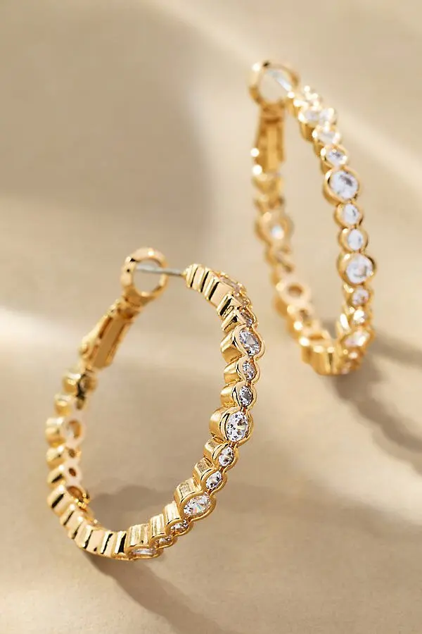 Anthropologie Delicate Glitz Hoop Earrings - Gold