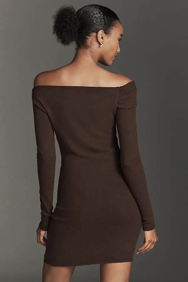 REFORMATION Elio Off-shoulder Knit Mini Dress - Mole