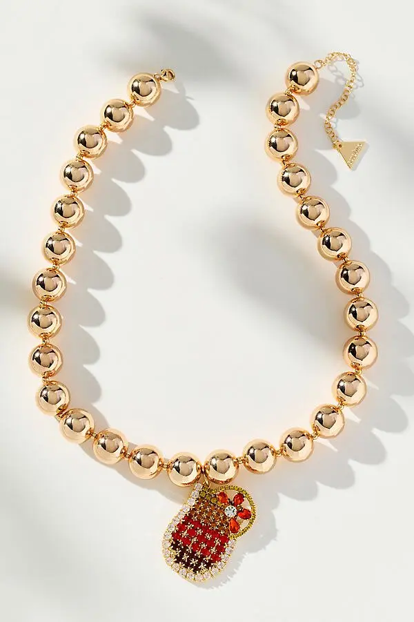 Anthropologie Festive Beaded Drink Charm Necklace - Spritz