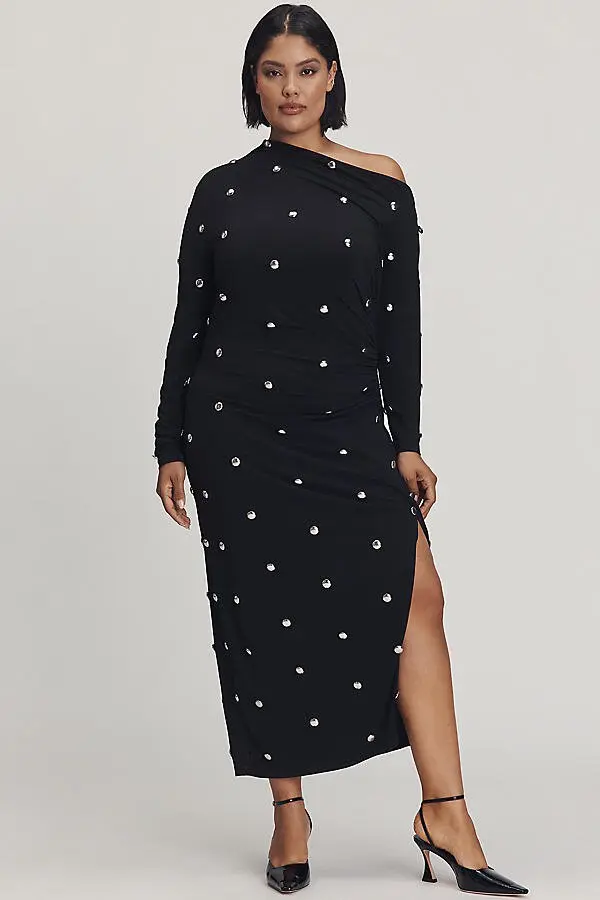 ELOQUII Long-sleeve Hardware Maxi Dress
