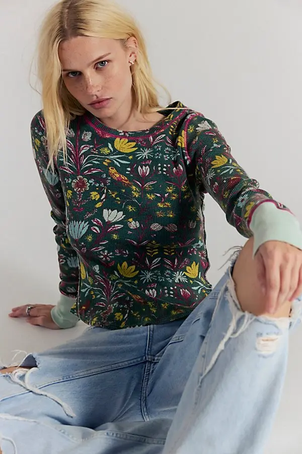 Free People We The Free Toileidays Long Sleeve Thermal - Forest Combo