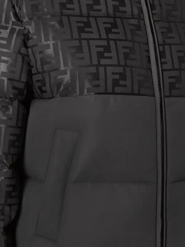Fendi Ff Jacquard Insert Down Jacket - Black