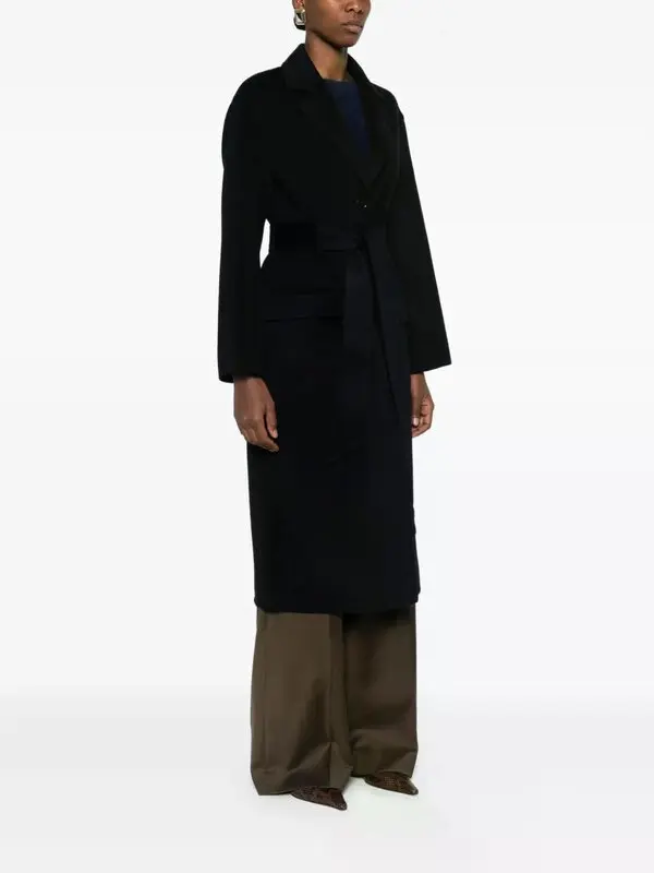 Aspesi Belted Coat With Pockets - Blue
