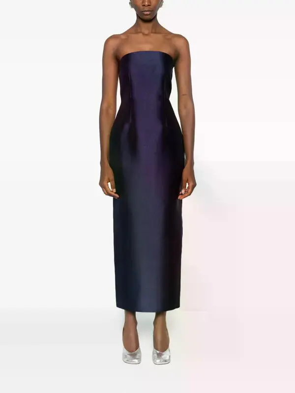 Solace London Strapless Midi Dress - Blue