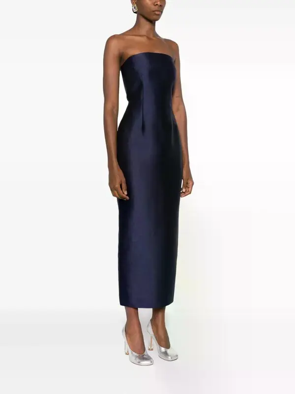 Solace London Strapless Midi Dress - Blue