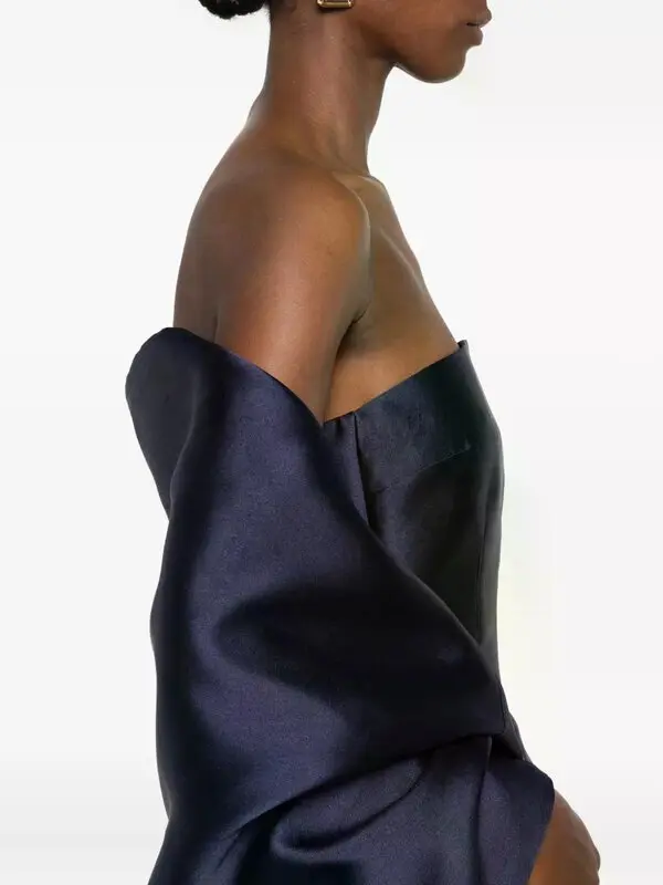 Solace London Strapless Midi Dress - Blue