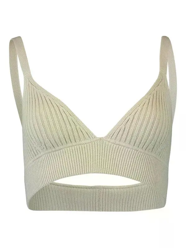 Michael Kors Ribbed Cashmere Bra Top - Neutrals