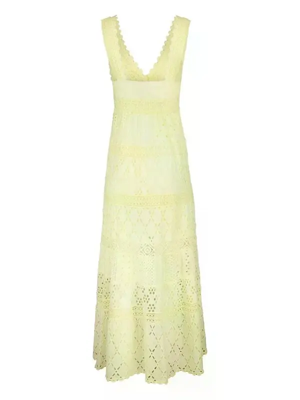 Temptation Positano Light V-neck Sleeveless Tiered Lace Maxi Dress