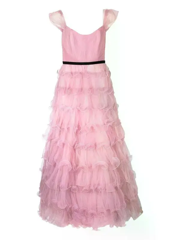 Marchesa Off-shoulder Ruffled Gown