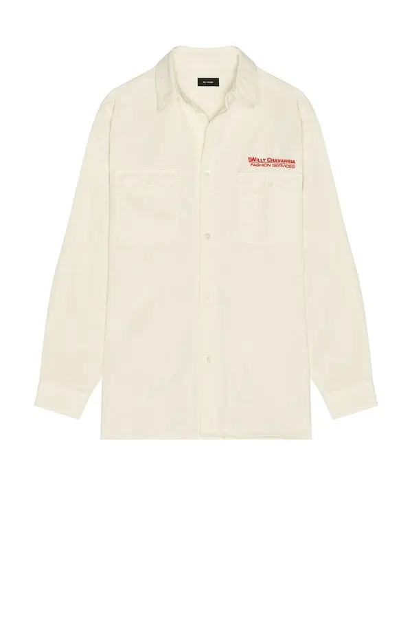 WILLY CHAVARRIA Long Sleeve Corcoran Work Shirt In White