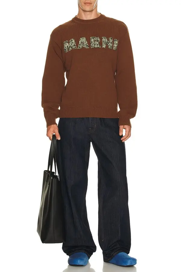 Marni Round Neck Sweater With Embroidered Graphic
