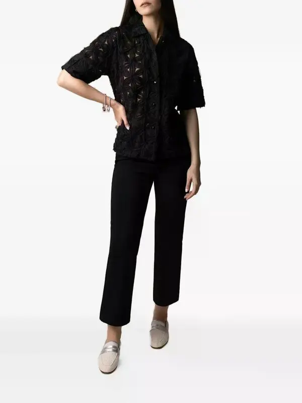 ODEEH Flower-motif Short-sleeve Shirt