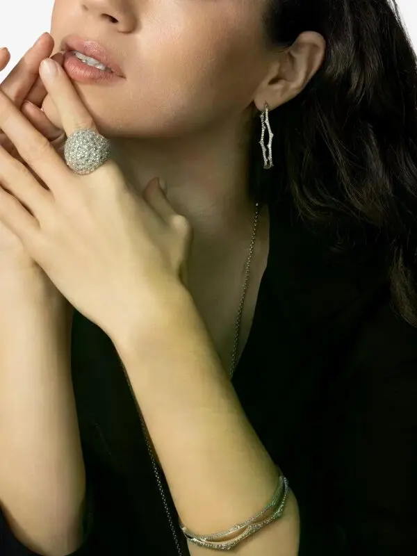 PARULINA 18k White Gold Diamond Hoop Earrings - Silver