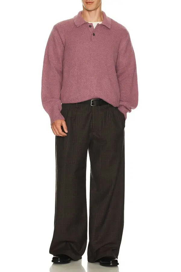 CORRIDOR Brushed Alpaca Polo In Mauve - Plum