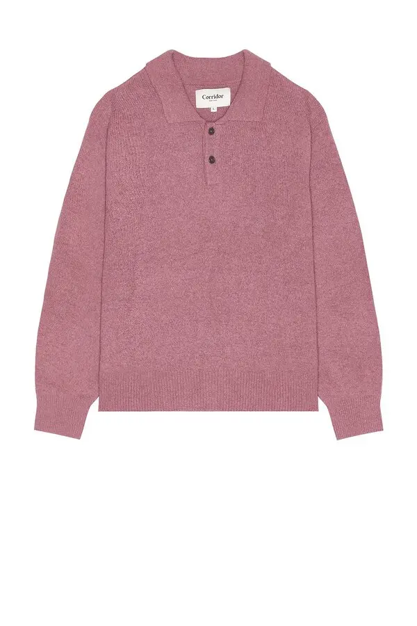 CORRIDOR Brushed Alpaca Polo In Mauve - Plum