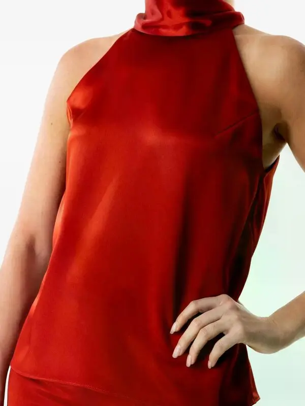 Galvan Halter-neck Bow Detail Satin Blouse