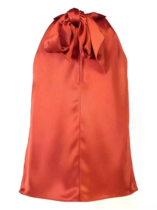 Galvan Halter-neck Bow Detail Satin Blouse