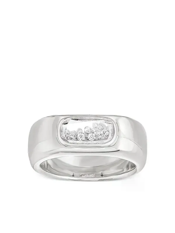 Moritz Glik 18k White Gold Diamond And Sapphire Ring - Silver