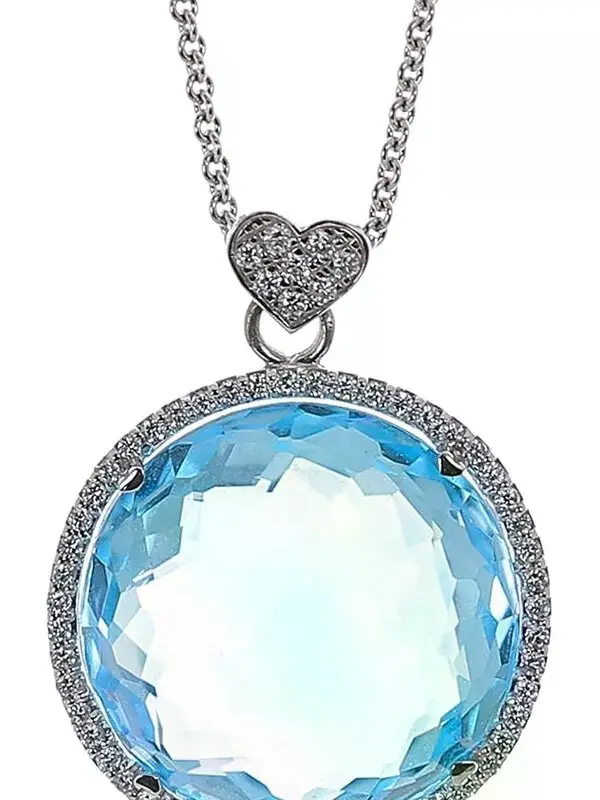 LISA NIK 18kt White Gold Topaz And Diamond Pendant Necklace