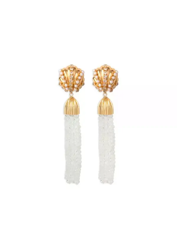 BOUNKIT JEWELRY Crystal-embellished Tassel Earrings - Gold
